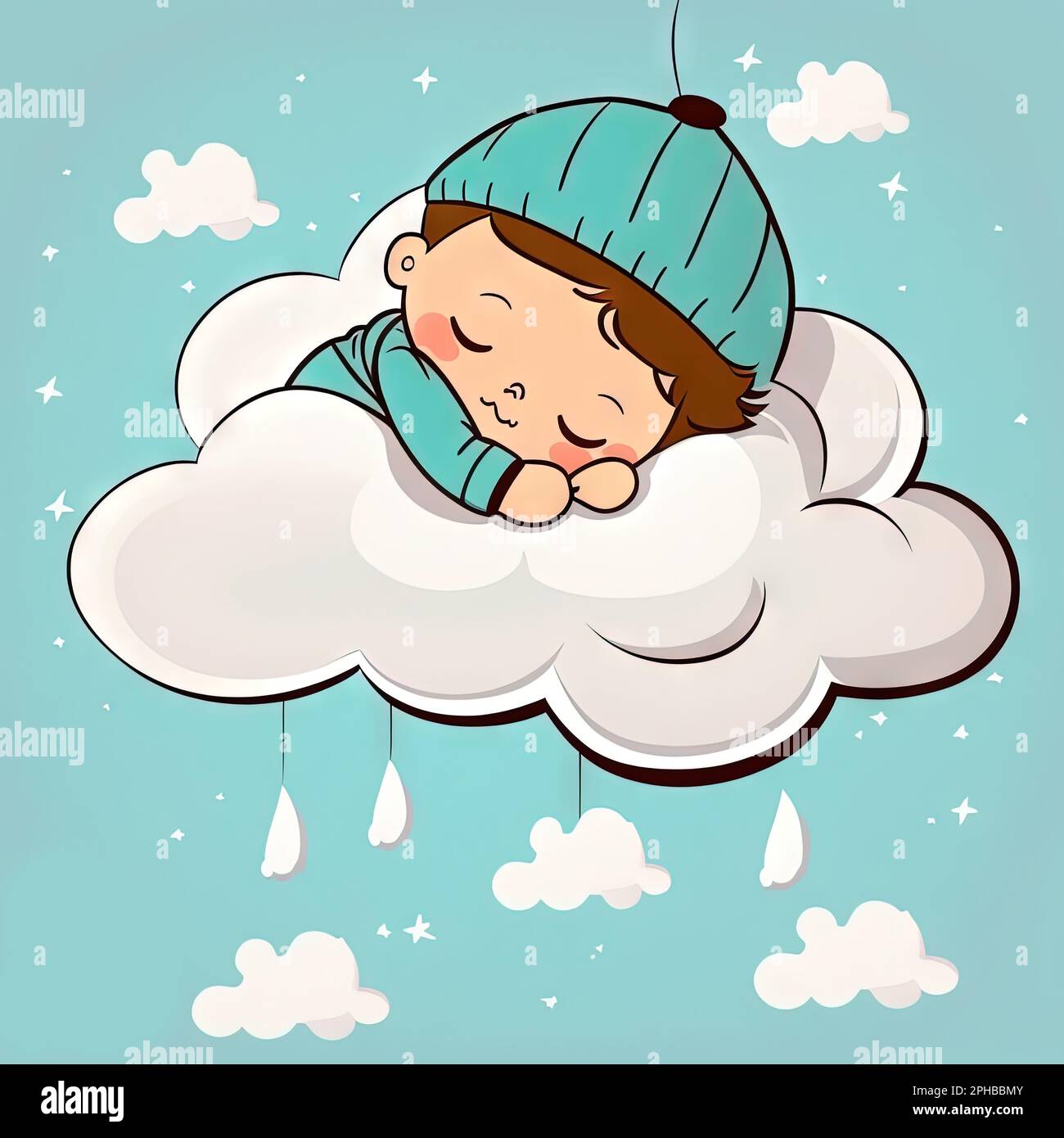 Cartoon illustration newborn baby sleeping hi-res stock photography and ...