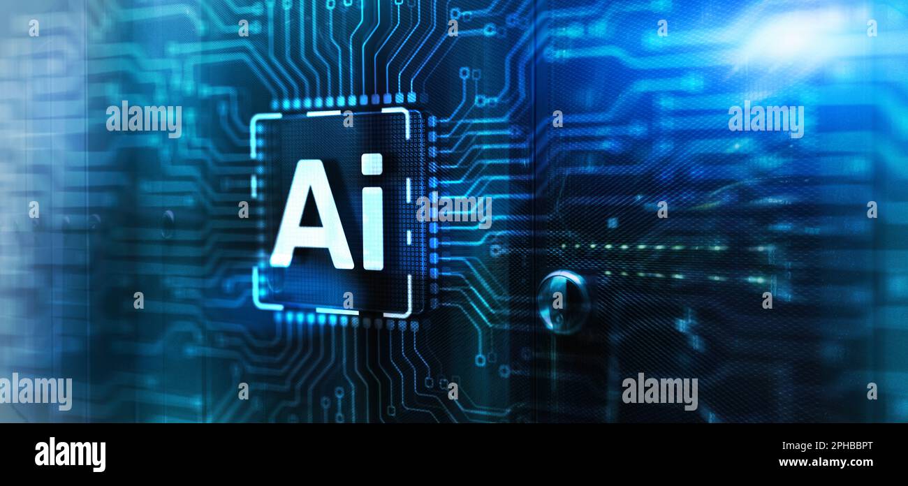 Artificial intelligence chip. Ai chipset on 3D circuit board Stock ...