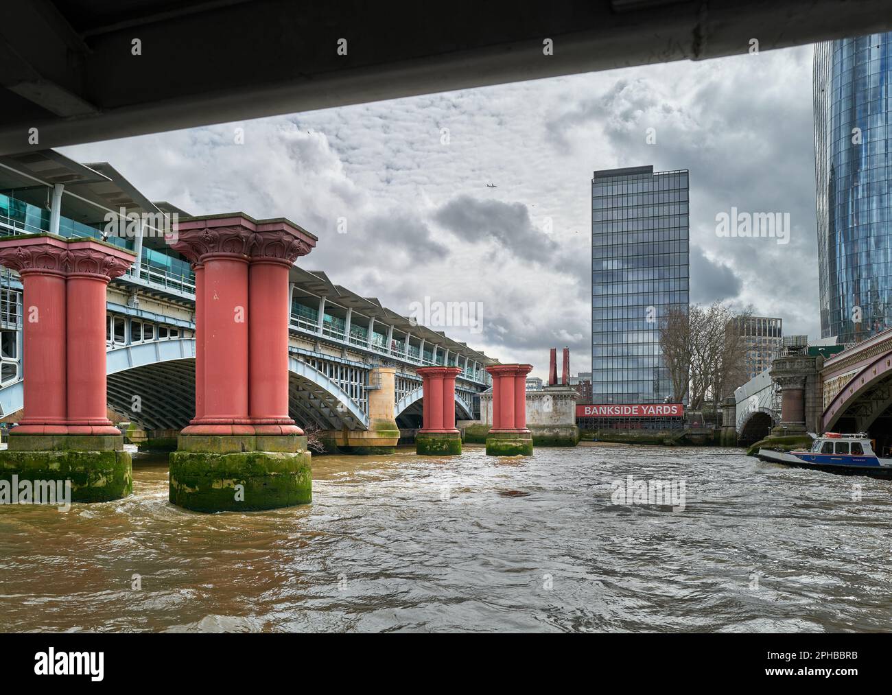 Pillars of the former bridge beside the current railway bridge over the ...