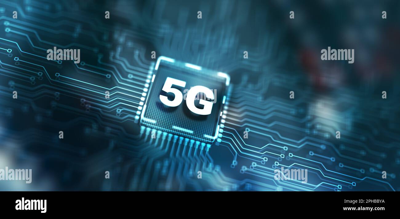 Digital 5G and Internet Telecommunication concept on circuit board ...