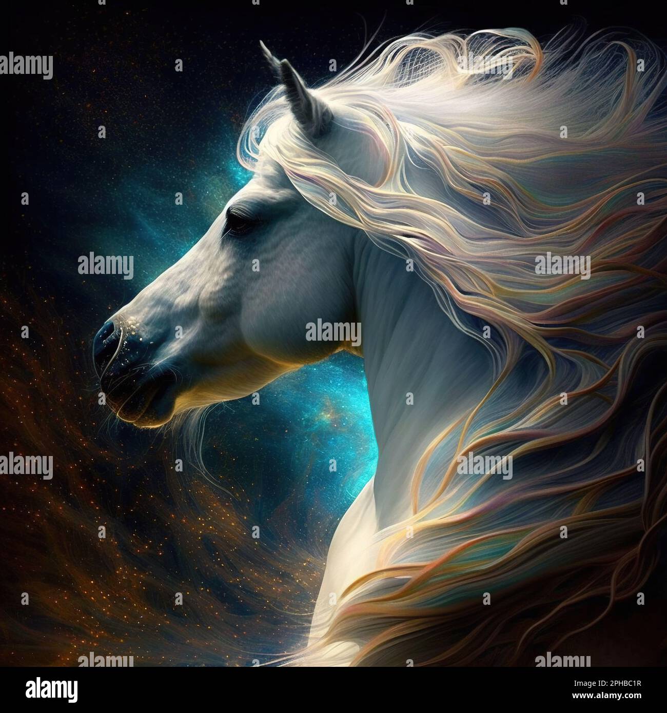 horse image glowing A tress of celestial fire a mane of auroras glow ...