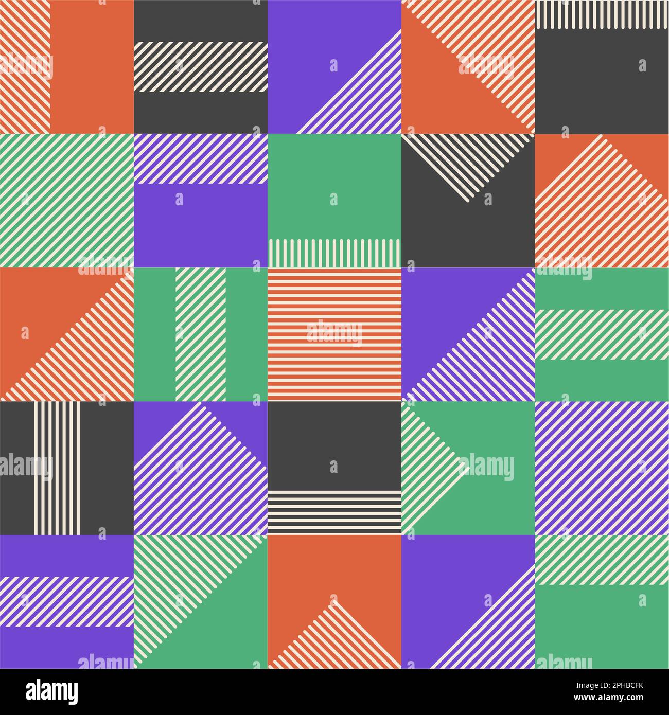 Brutalism design vector seamless pattern with simple cubes, line. Bold ...