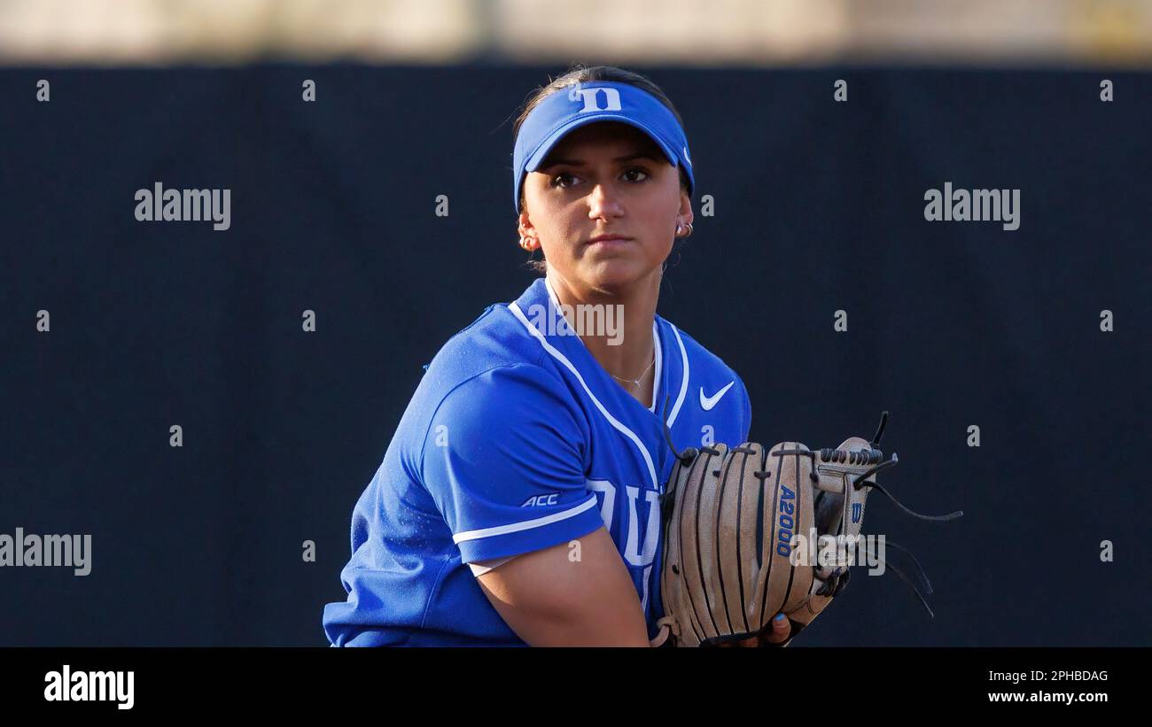 Duke's Ana Gold (4) makes a throw during an NCAA softball game on ...