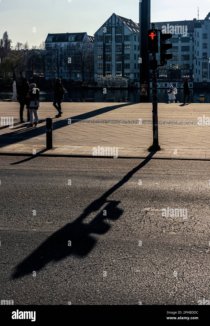 Red Signal At A Pedestrian Traffic Light, Friedrichshain, Berlin ...
