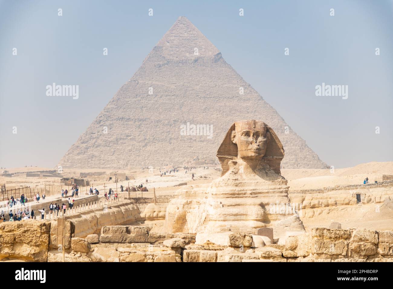 A view of the Great Sphinx and Pyramids of Giza in Egypt Stock Photo ...