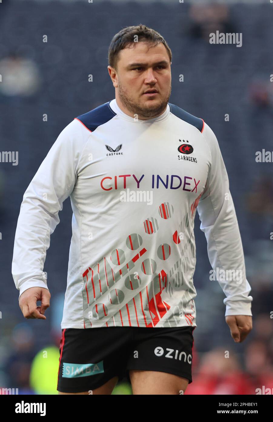 Jamie George of Saracens before kick off during the Gallagher ...