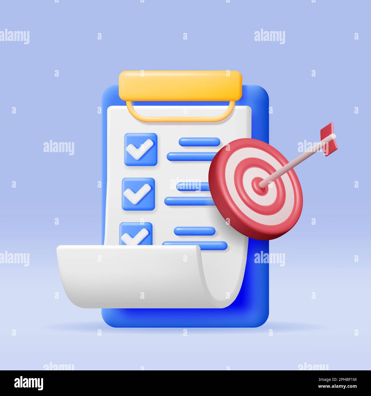 3D Clipboard with Checklist Symbol and Target Stock Vector Image & Art ...