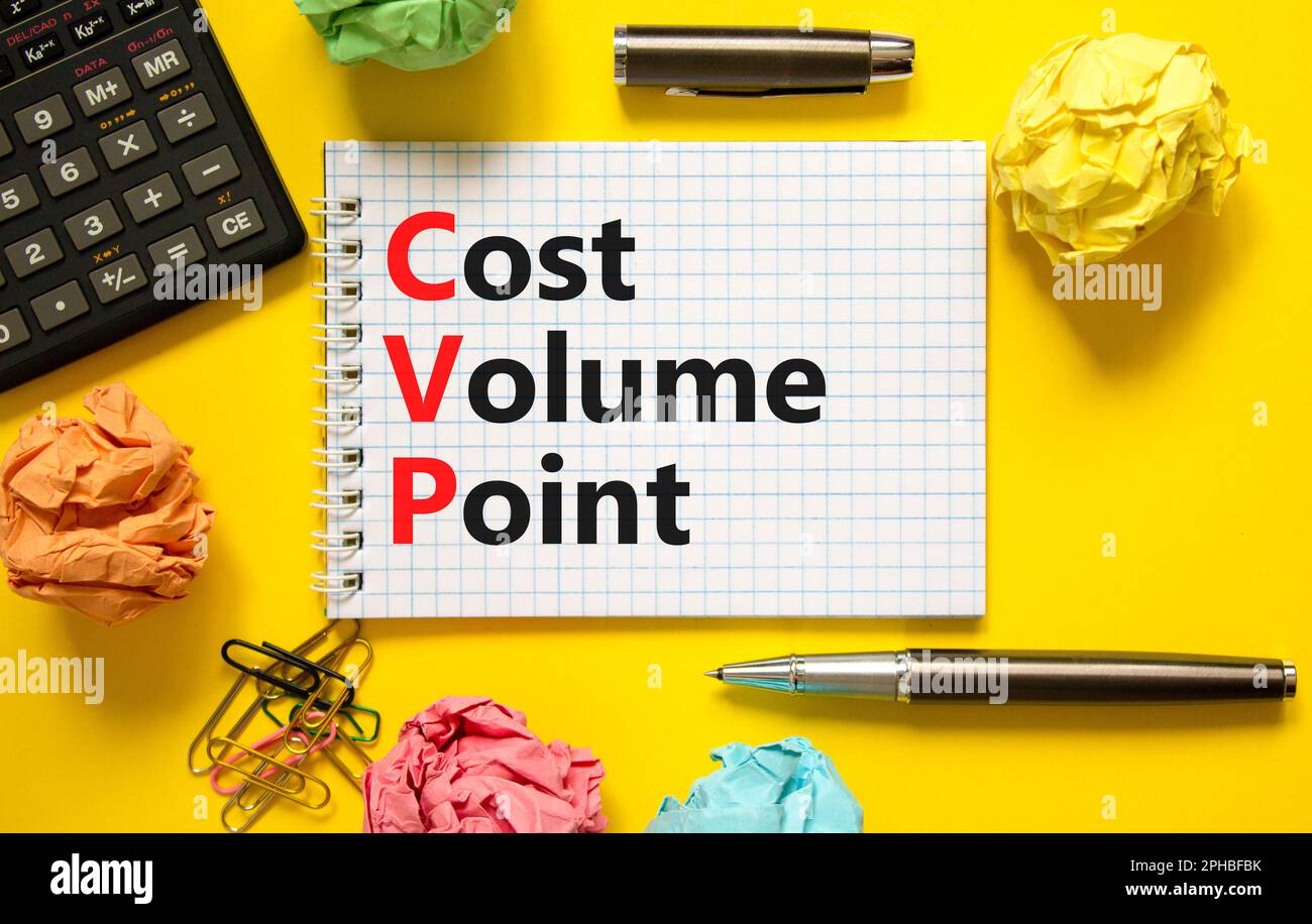 CVP cost volume profit symbol. Concept words CVP cost volume profit on white note on beautiful ...
