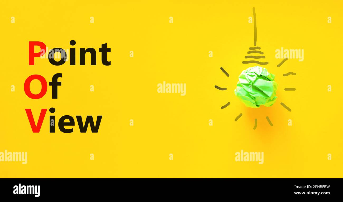 POV point of view symbol. Concept words POV point of view on yellow ...
