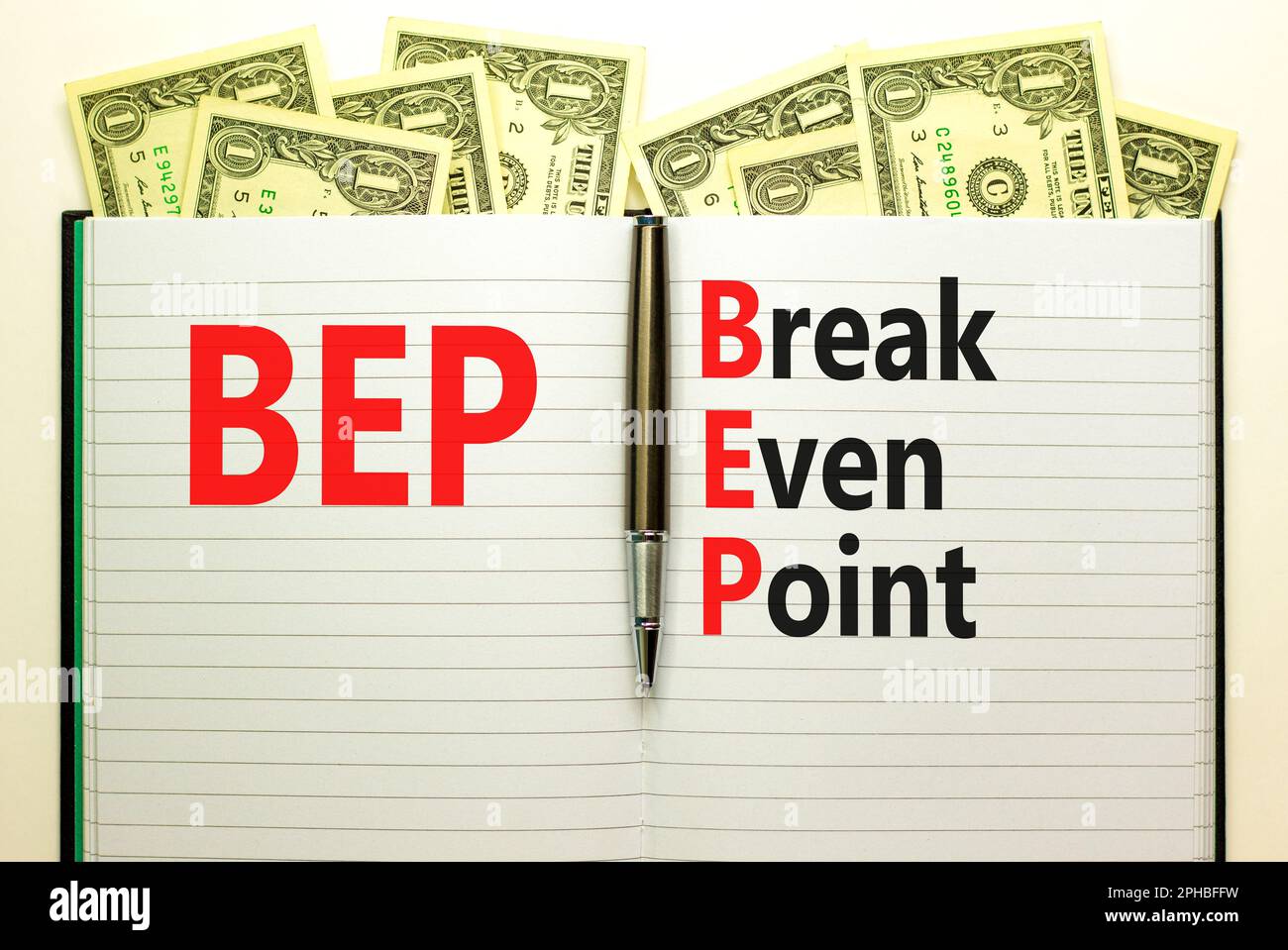 BEP break even point symbol. Concept words BEP break even point on ...