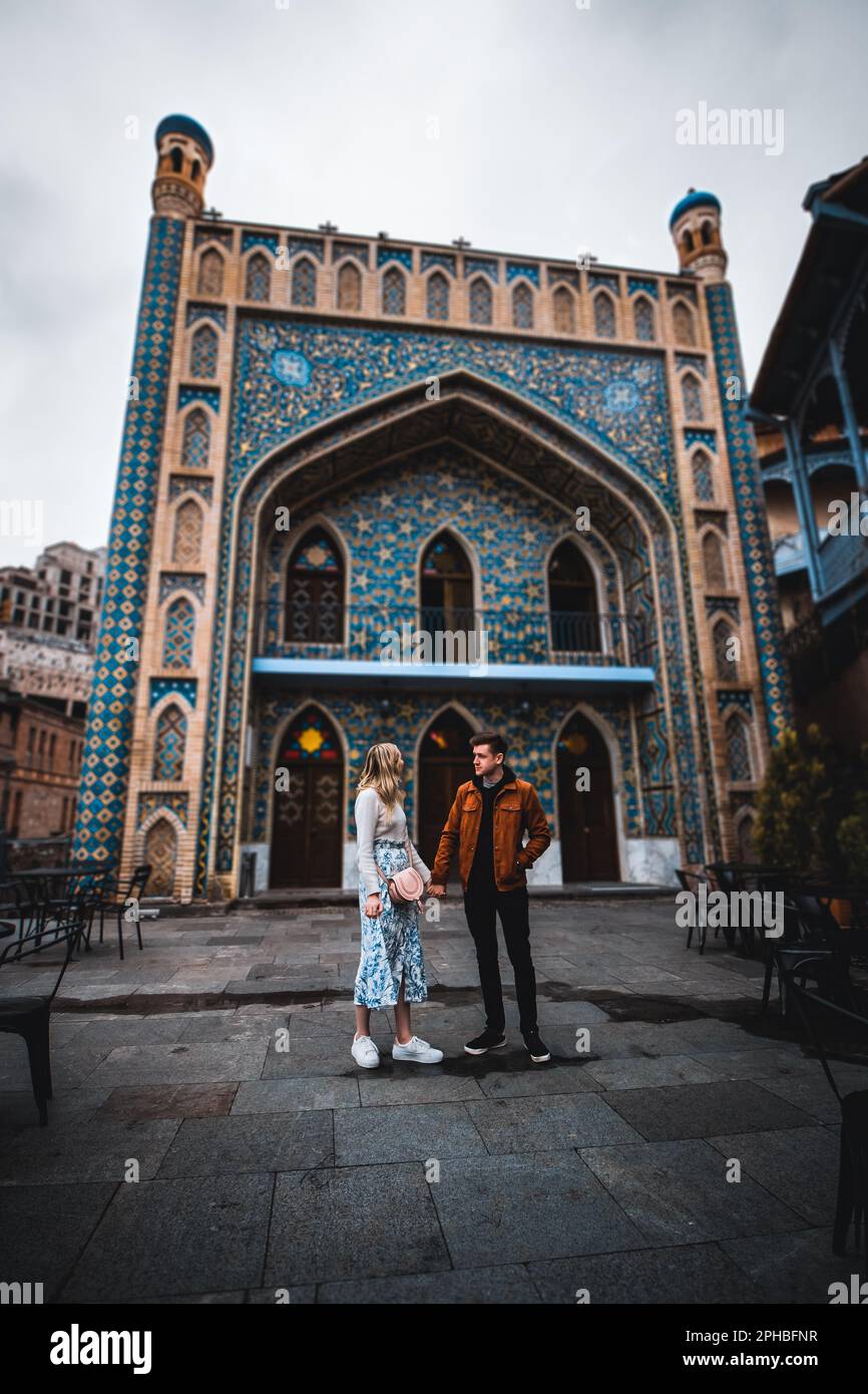 A couple outside of the Abanotubani Gorge and the famous Chreli-Abano ...