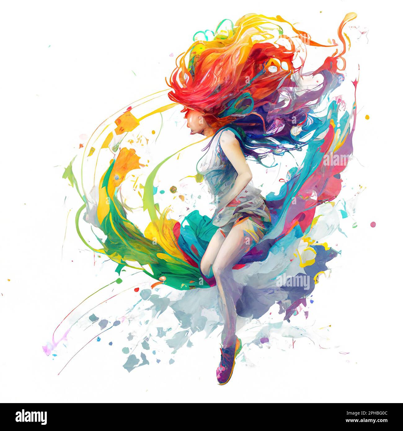 Colourful painting of a girl painting of a girl Stock Photo - Alamy