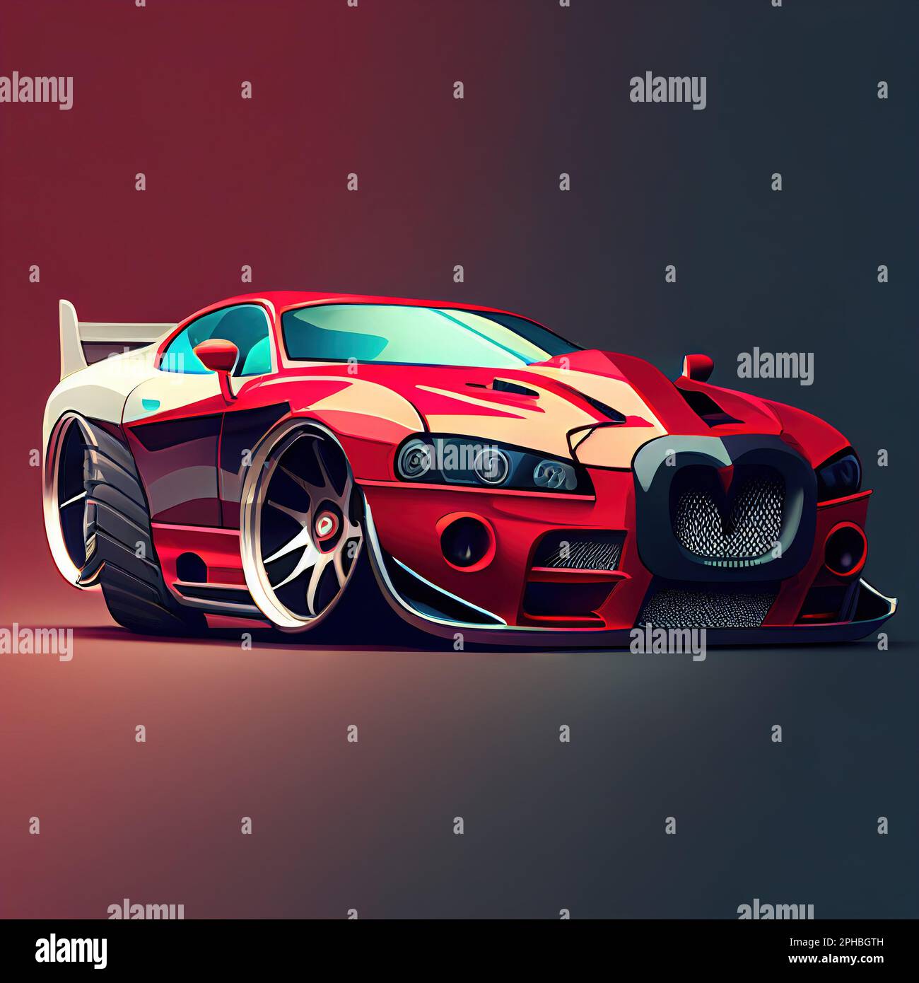 Red car illustration on gradient background Stock Photo - Alamy