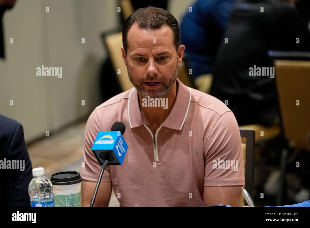 Los Angeles Chargers head coach Brandon Staley speaks during the AFC ...