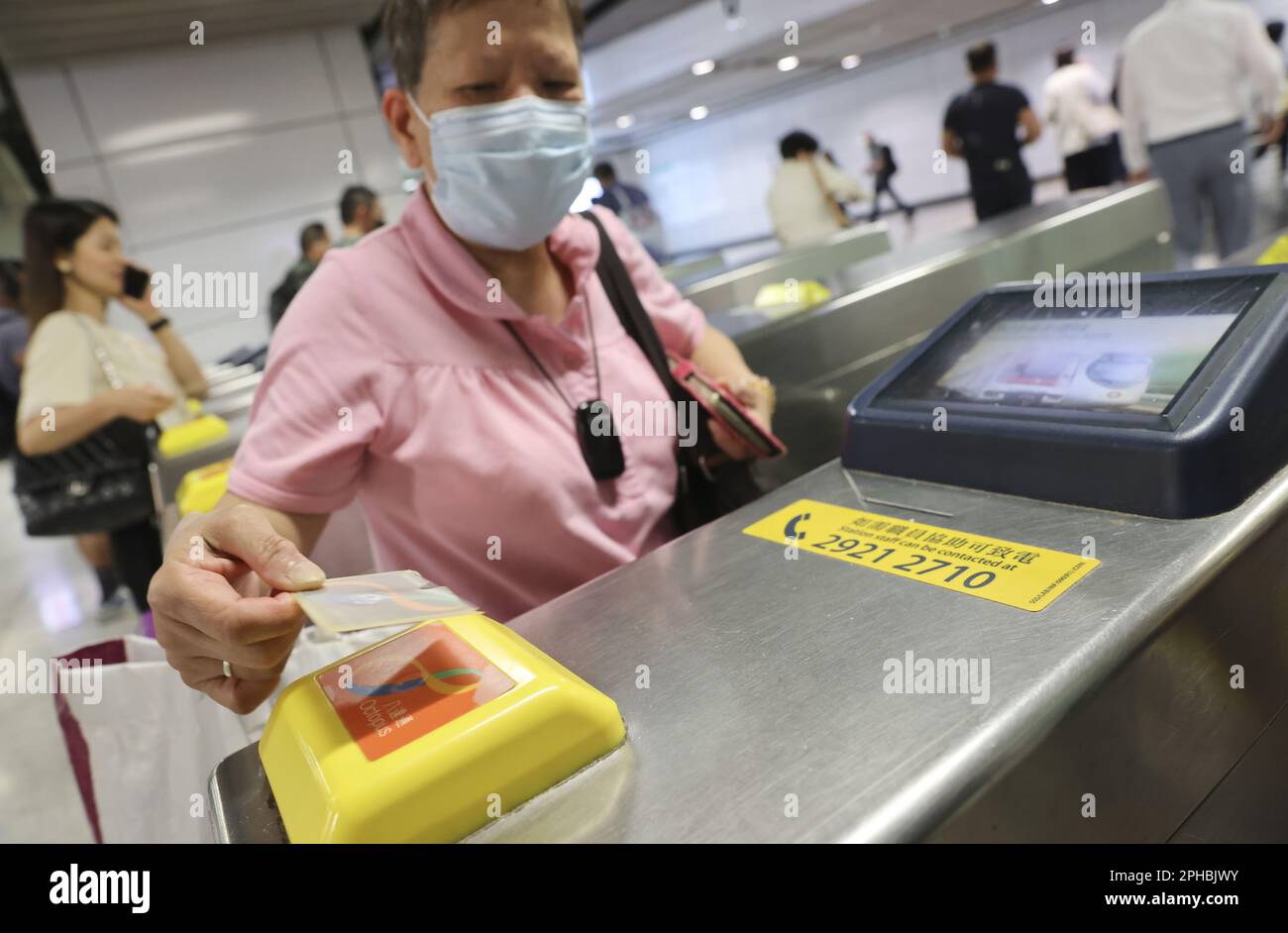Passengers at MTR station in Central. 21MAR23. SCMP / May Tse Stock ...