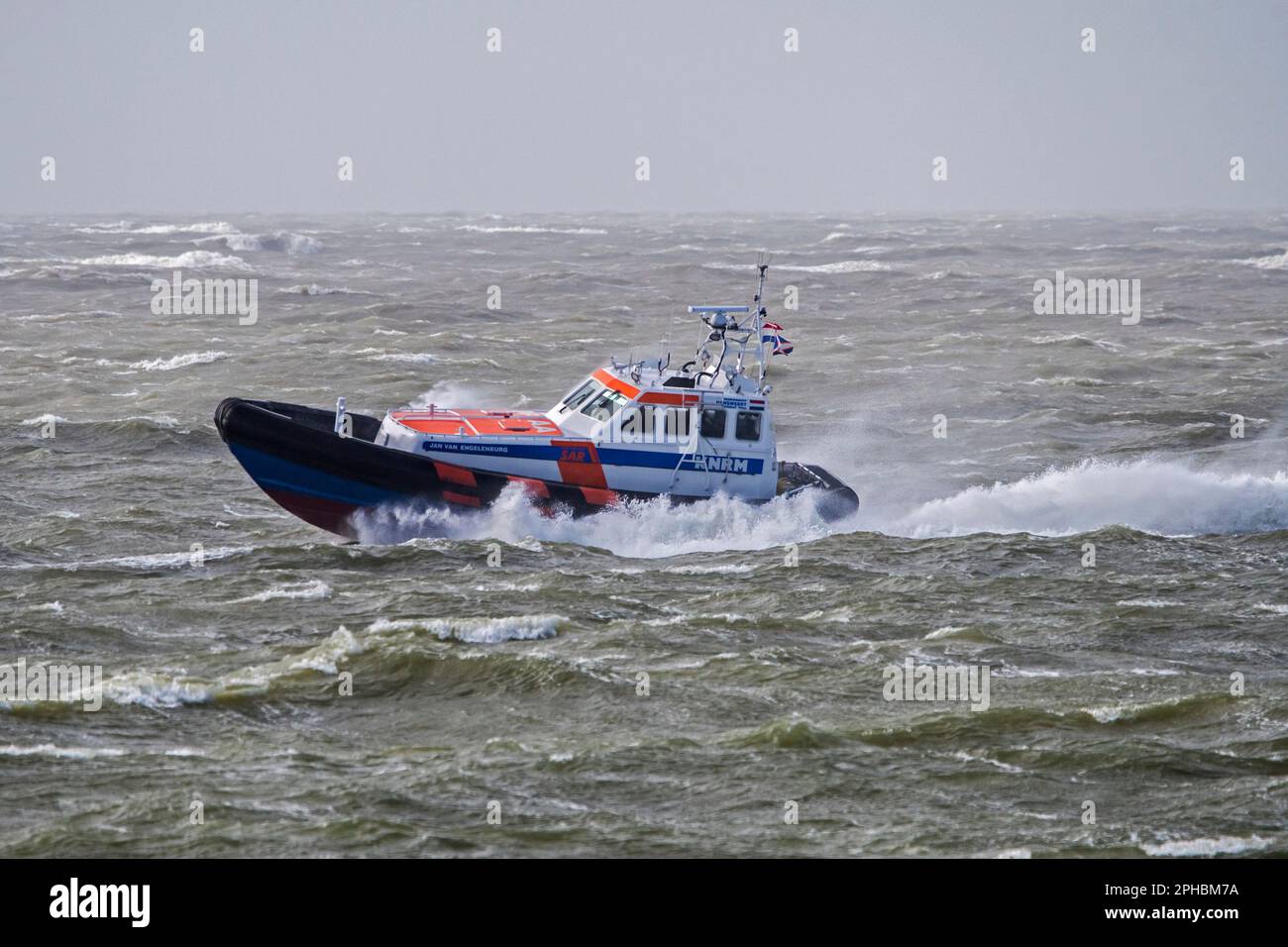 Rescue lifeboat KNRM Jan van Engelenburg from Hansweert patrolling in ...