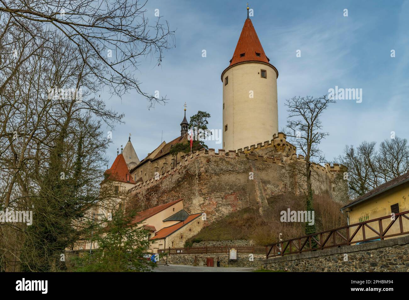 Castle in color sunny evening in central Bohemia in spring Stock Photo ...