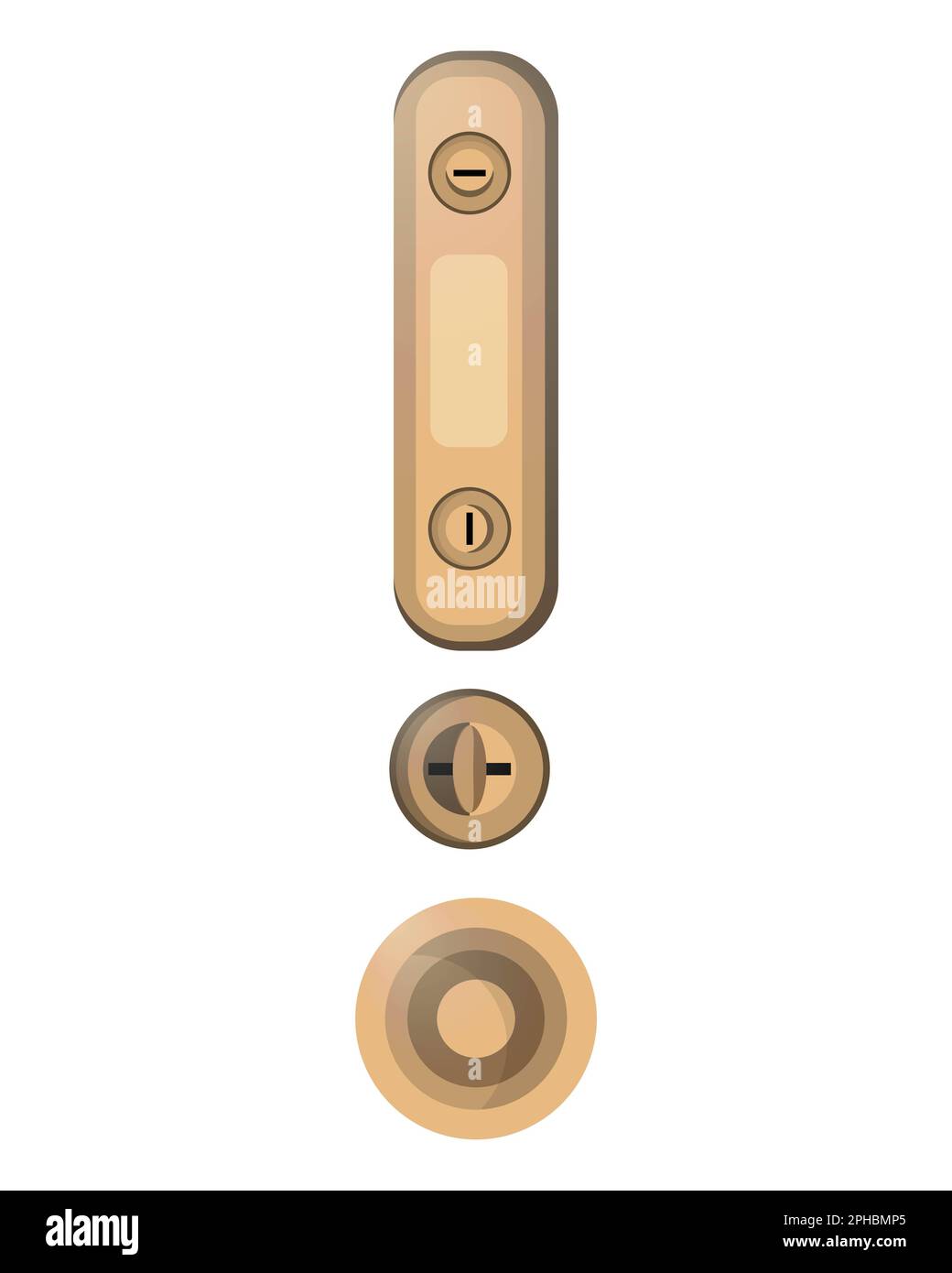 Golden doors handles in realistic style. Modern steel metal handles anf ...