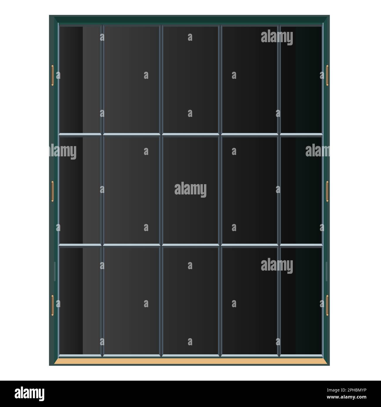 Large window in realistic style. Traditional shop facade. Front view ...