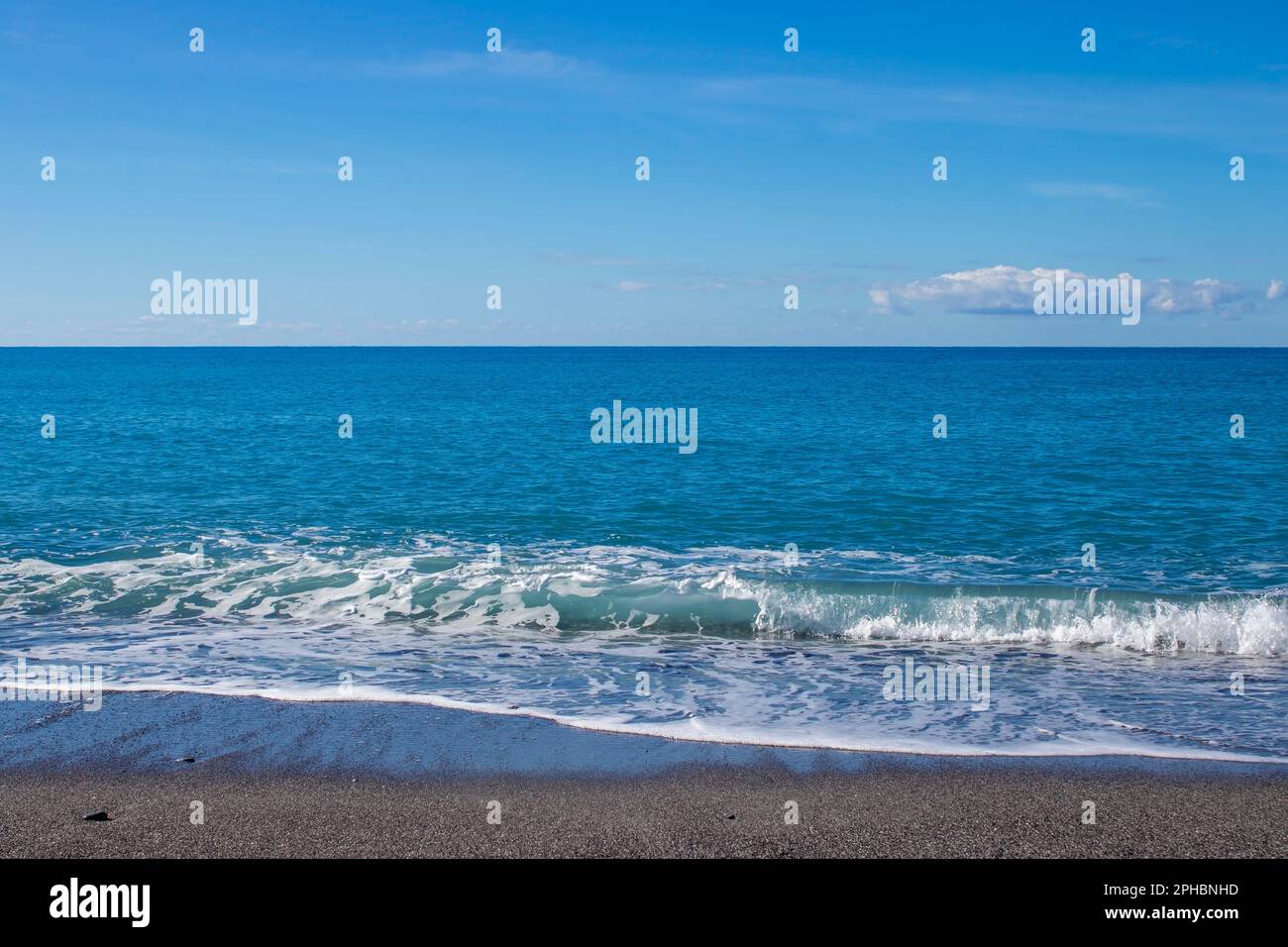 Blue Sky and Ocean. Deep Blue Ocean Panorama. Sea with Clouds Stock ...