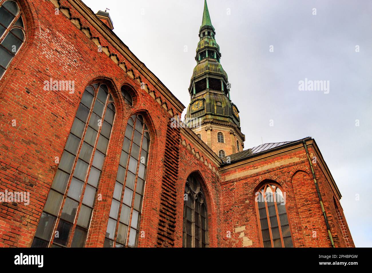 The oldest cult building St. Peter's Church in the city of Riga, Latvia ...