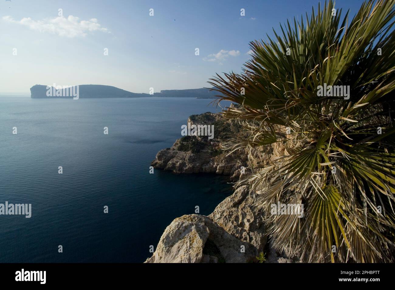 Capo Caccia promontory seen from the cliffs of Punta Giglio. Alghero ...