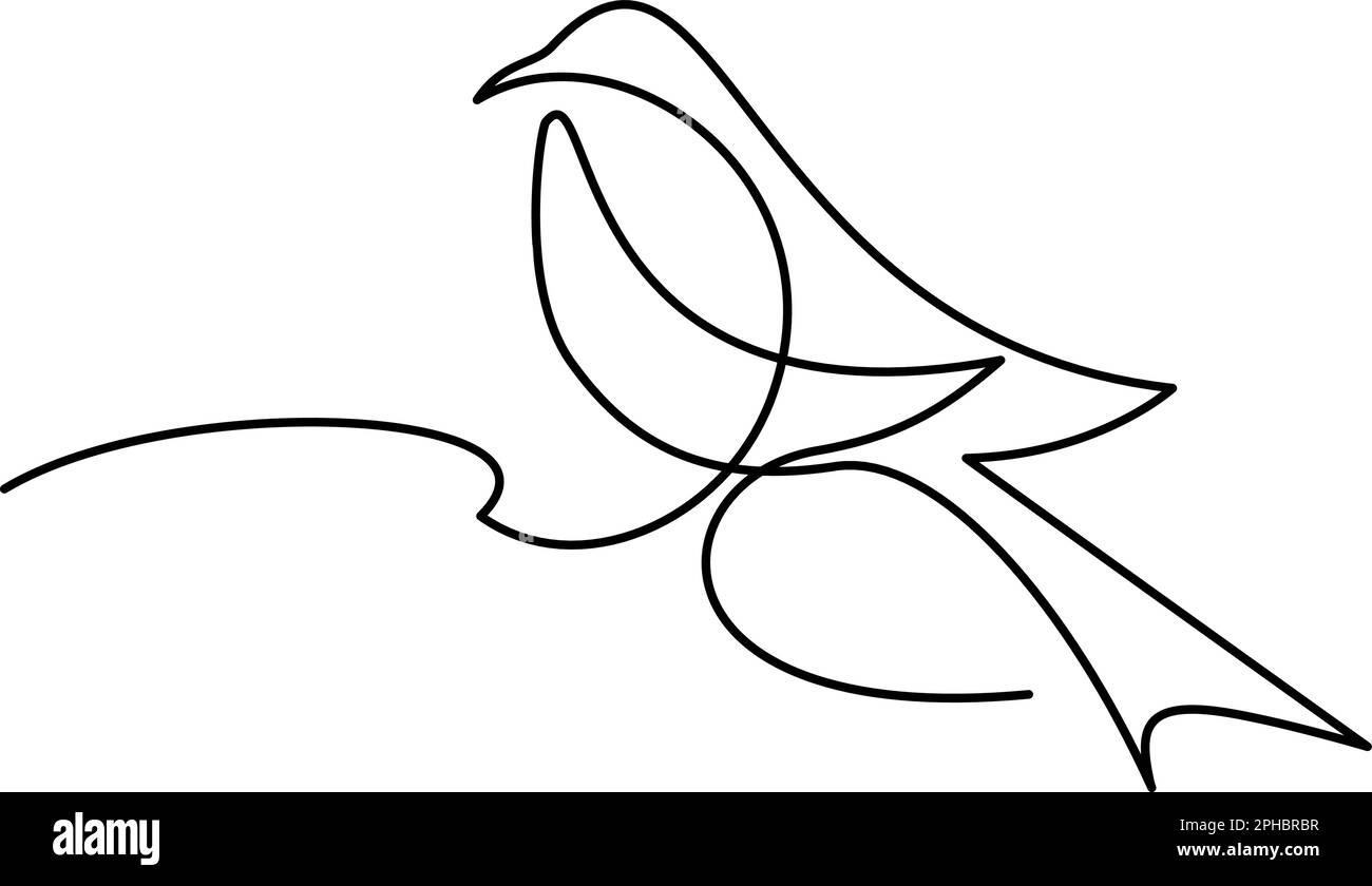 Little beauty bird concept. Continuous one line drawing. Hand drawn ...