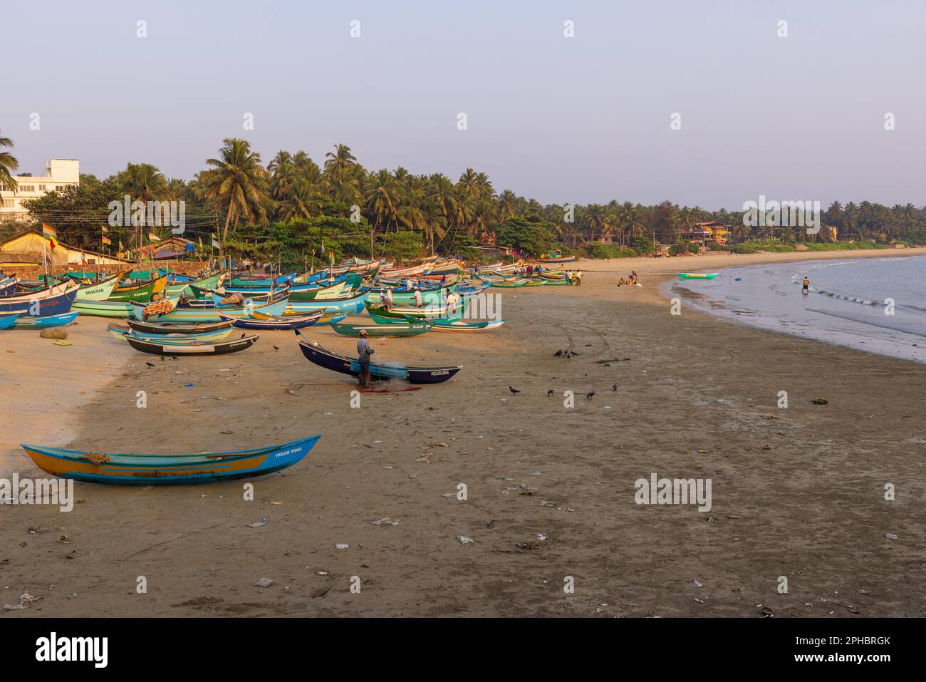 Fishing Boats on the beach of Murudeshwar (Karnataka, India Stock Photo ...