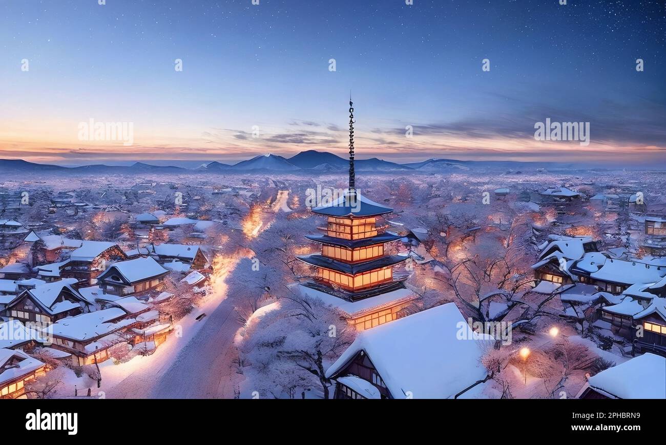Japanese village at night hi-res stock photography and images - Alamy