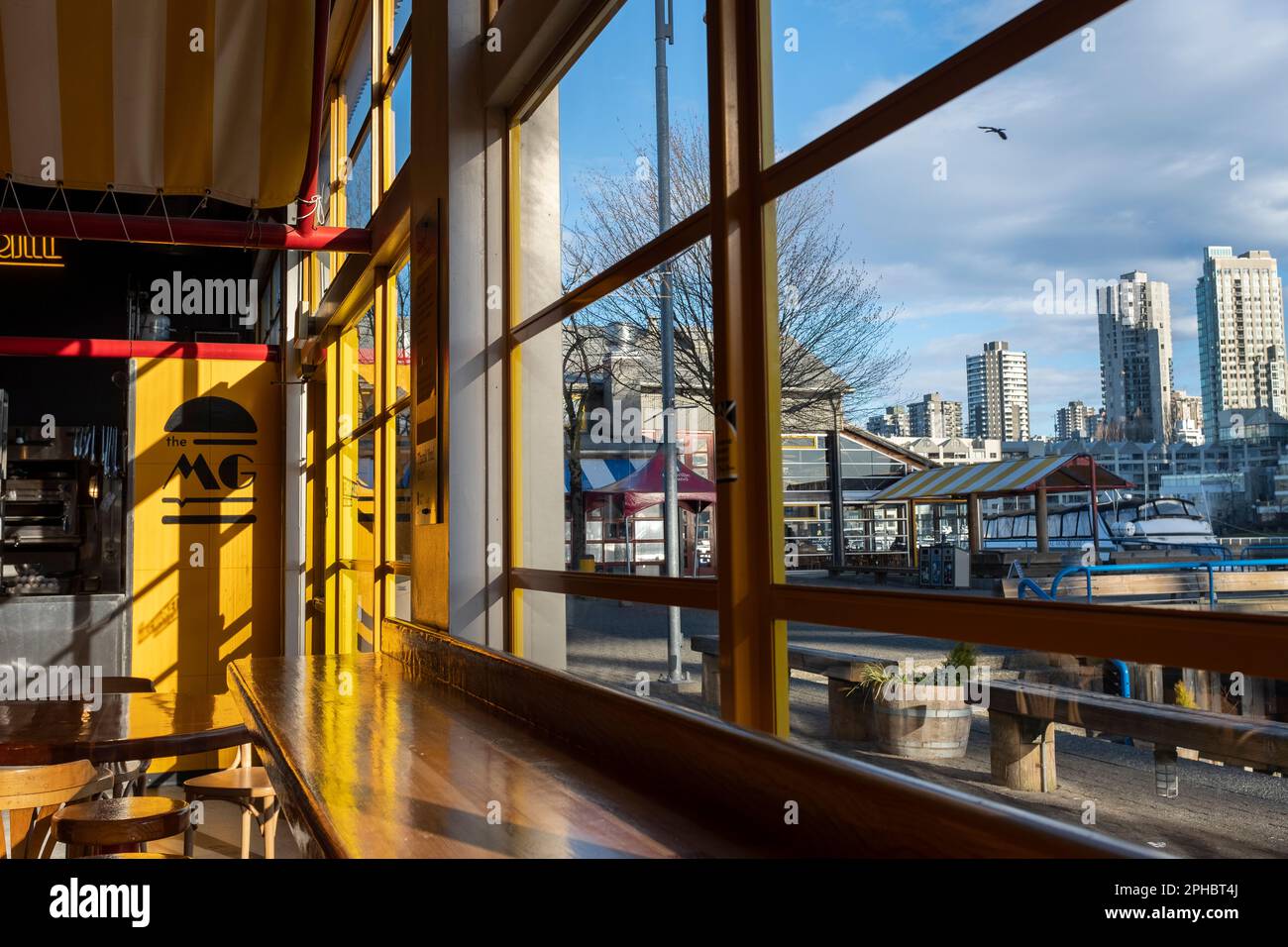 City skyline views from inside Granville Island market of the ...