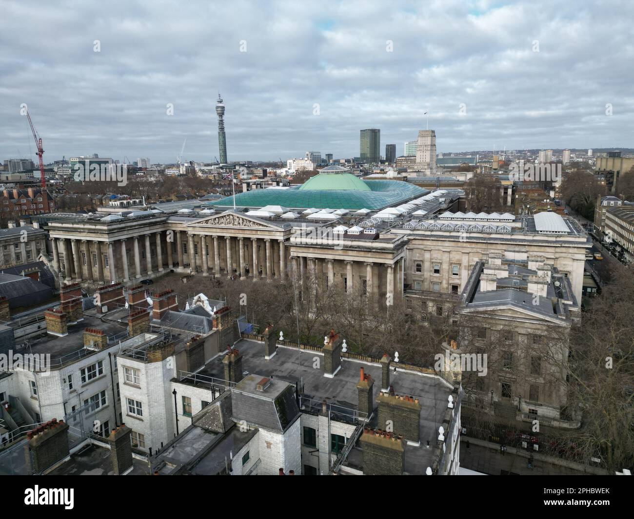 A breathtaking aerial view of the iconic British Museum in London, with ...
