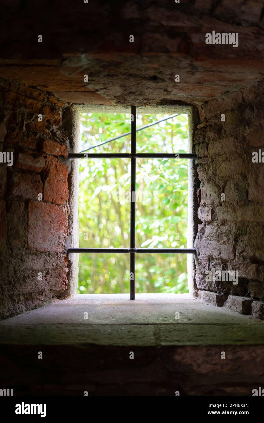 A beautiful vintage stone window with natural sunlight streaming in ...