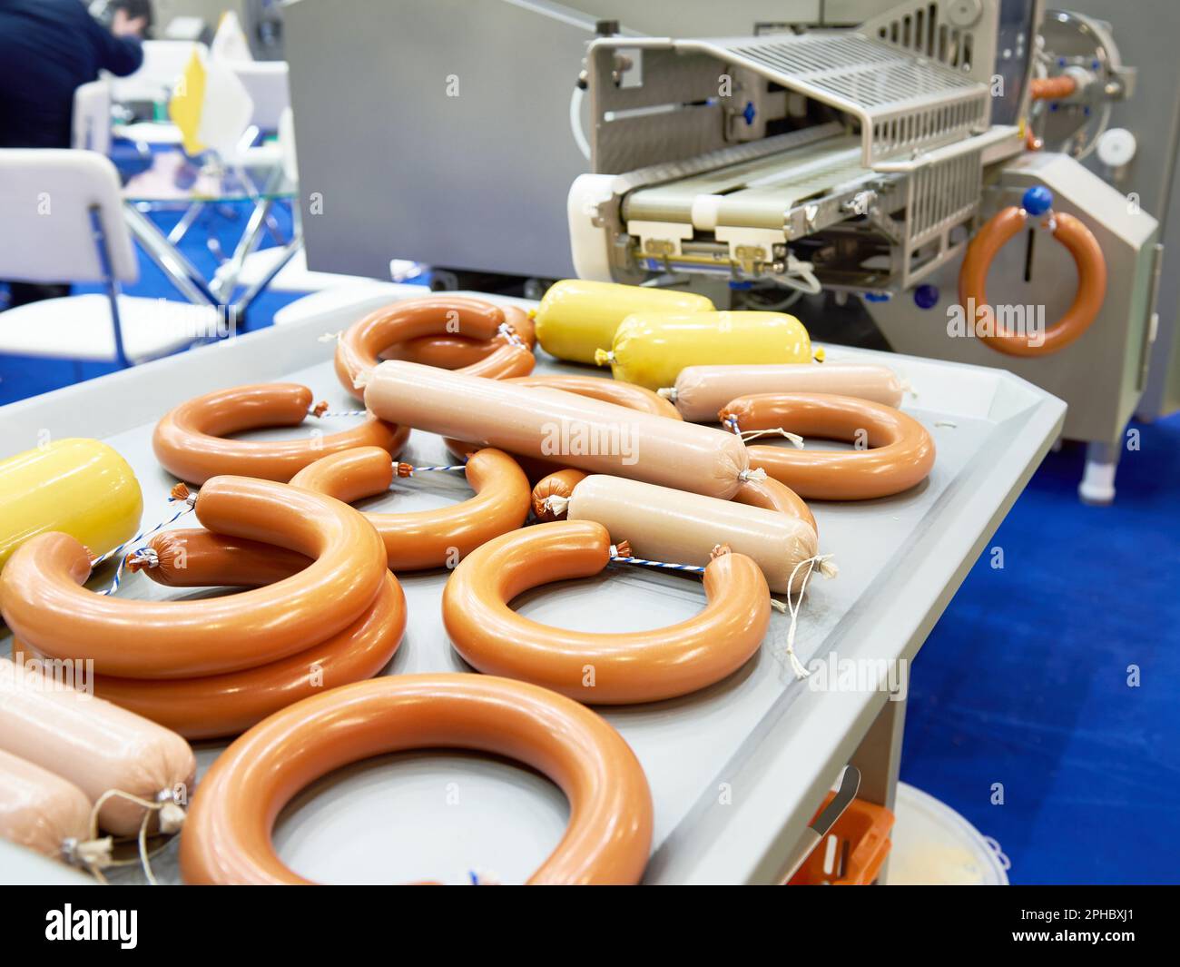 Sausages on the conveyor of a food factory Stock Photo - Alamy