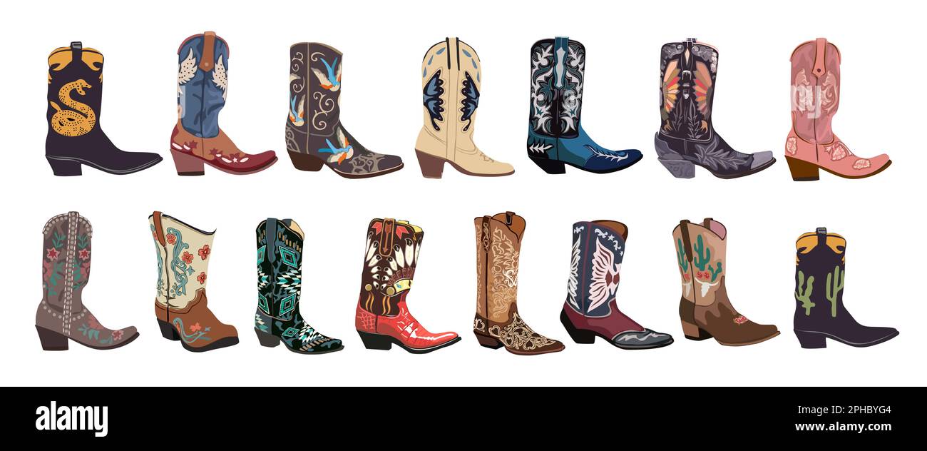 Set of various cowboy boots vector isolated Stock Vector Image & Art ...