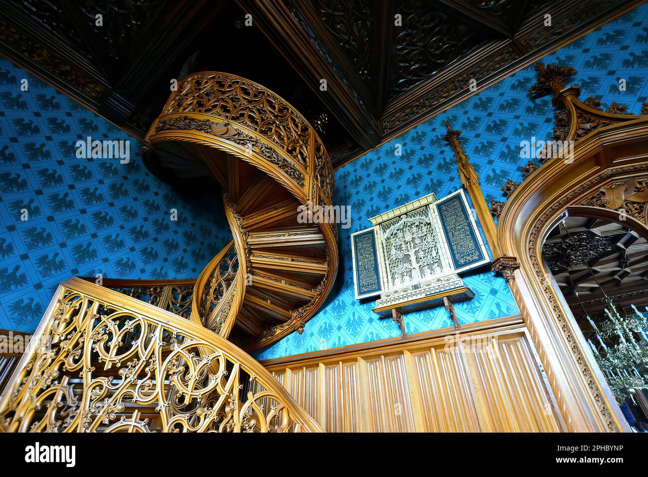 decorative spiral staircase, Lednice Palace, Lednice, Břeclav District ...