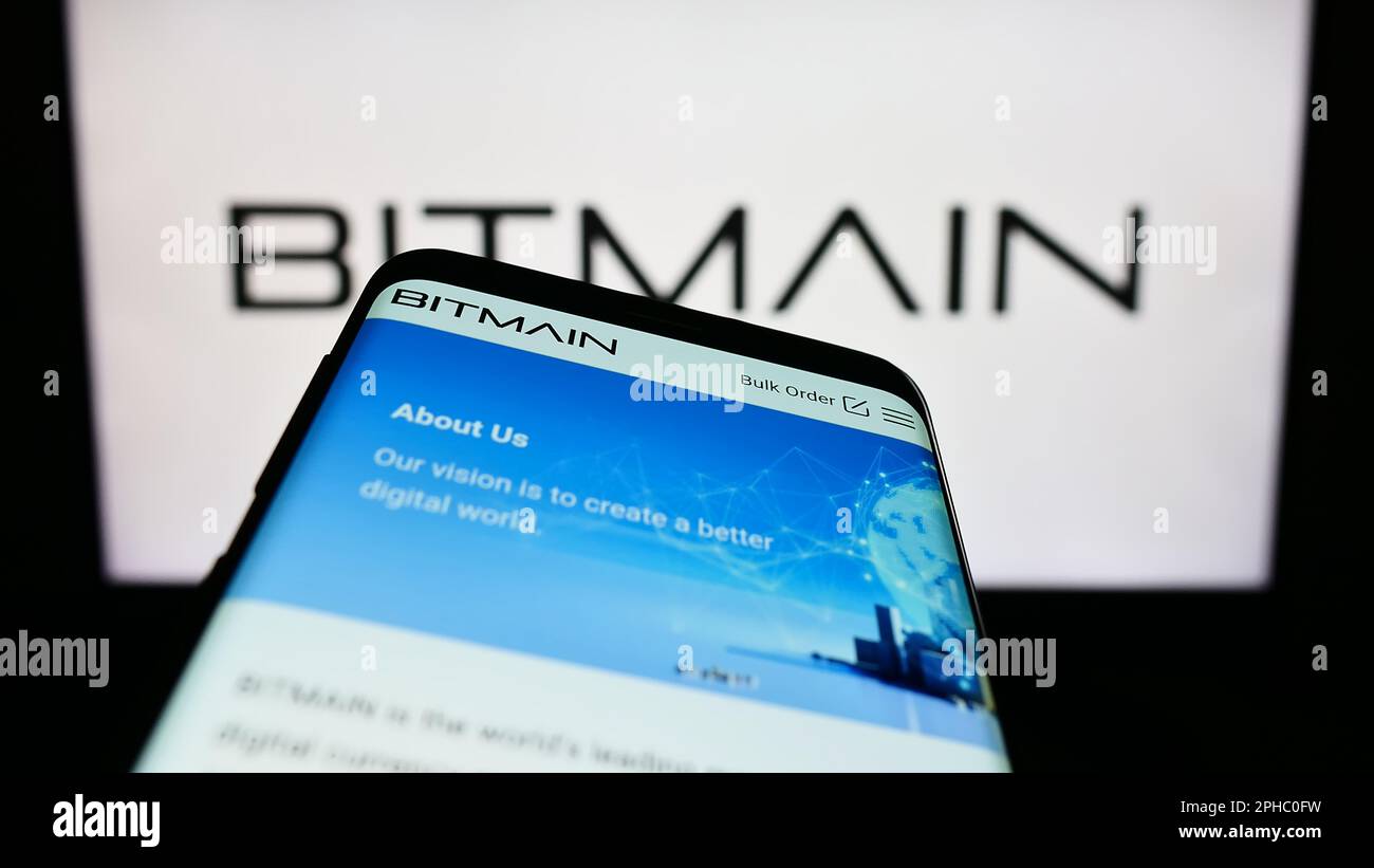 Smartphone with website of Chinese company Bitmain Technologies Ltd. on ...