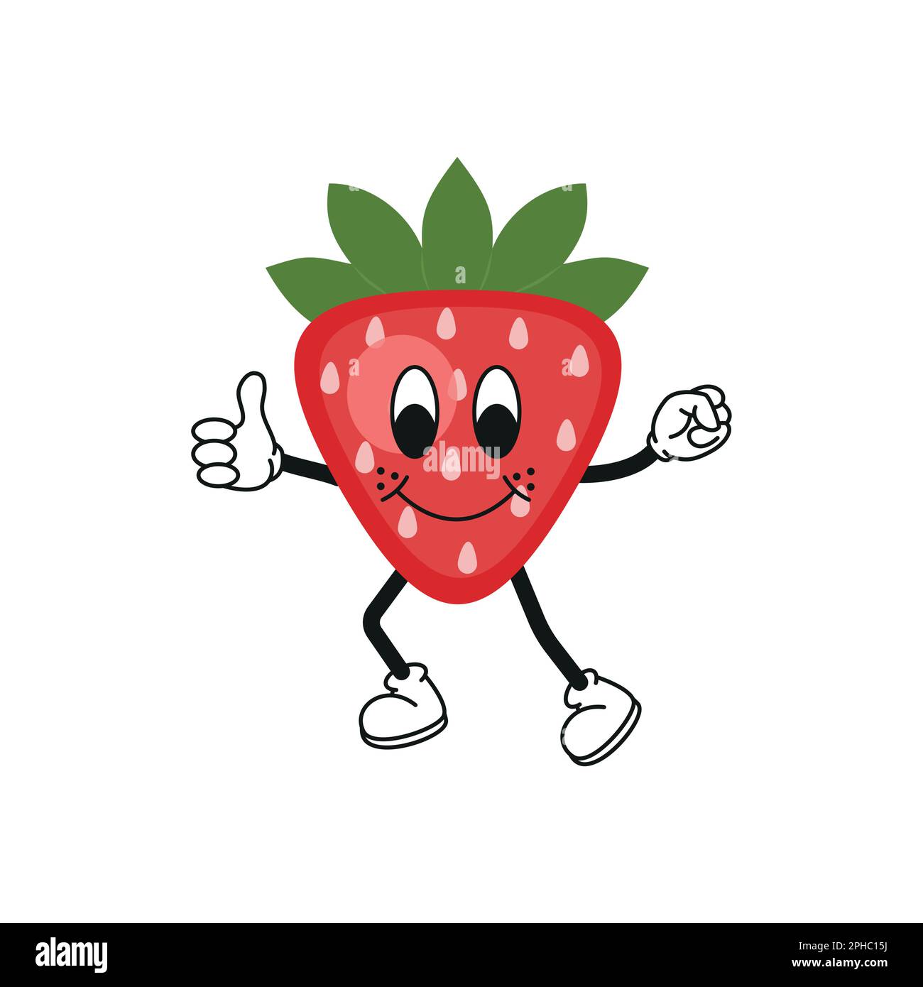 Retro cartoon fruit strawberry character. Modern illustration with cute ...