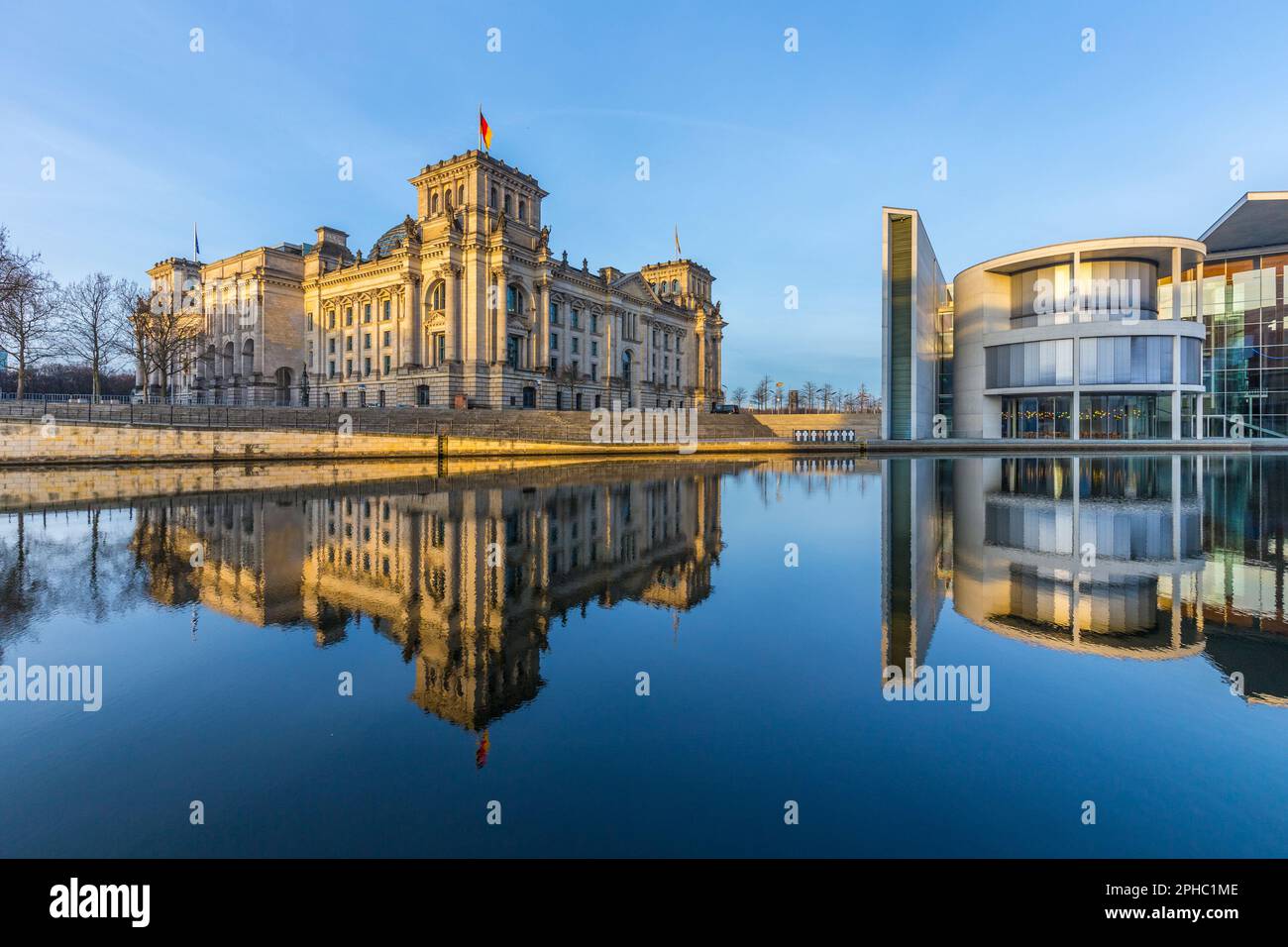 The german chancellery building in the government district in Berlin at ...
