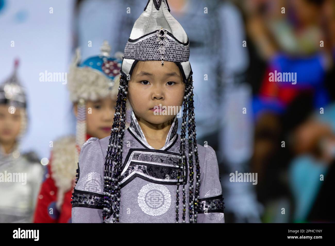 Moscow, Russia. 26th of March, 2023. Kids present national Tuvan ...