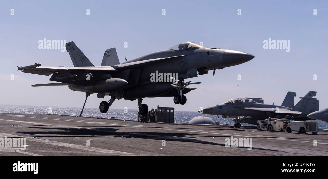 Busan, South Korea. 27th Mar, 2023. Members of the US Navy stand on ...