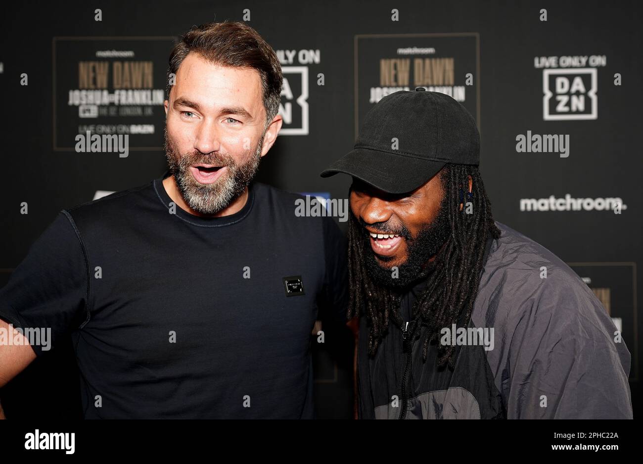 Promoter Eddie Hearn and Jermaine Franklin arrive for the launch party ...