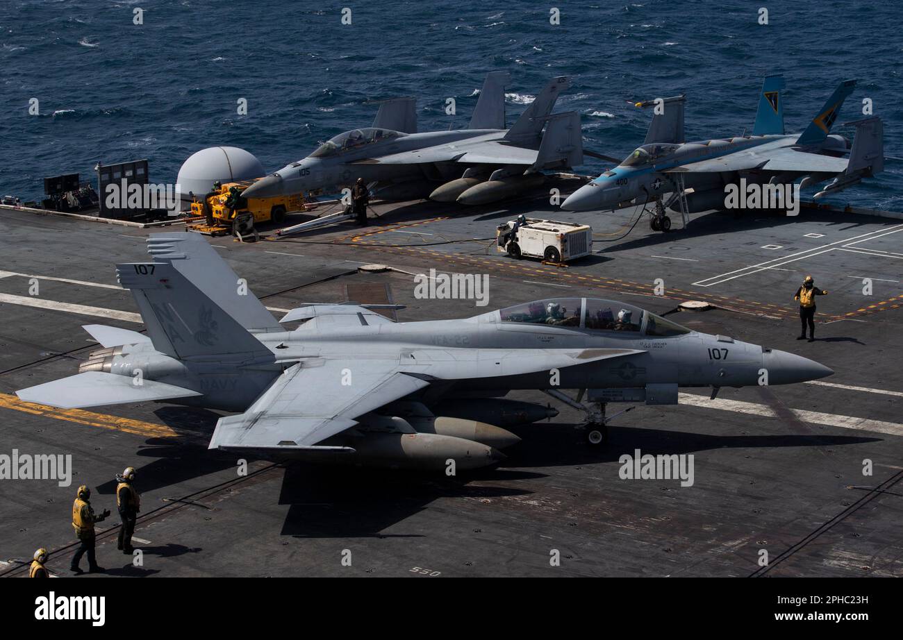 Busan, South Korea. 27th Mar, 2023. Members of the US Navy stand on ...