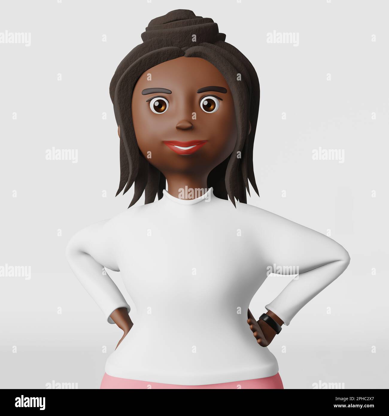 Smiling African American Body Positive Woman 3d Rendering Social Media