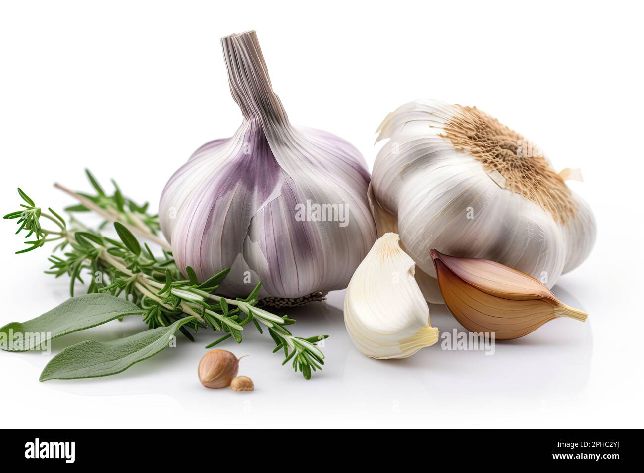 Garlic on a white background. A staple of the Mediterranean diet known ...