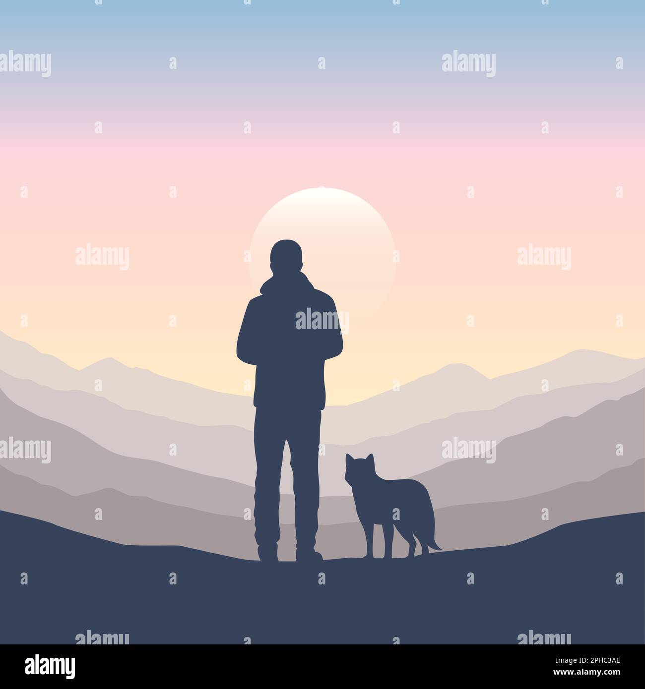 Dog walk mountain view Stock Vector Images - Alamy