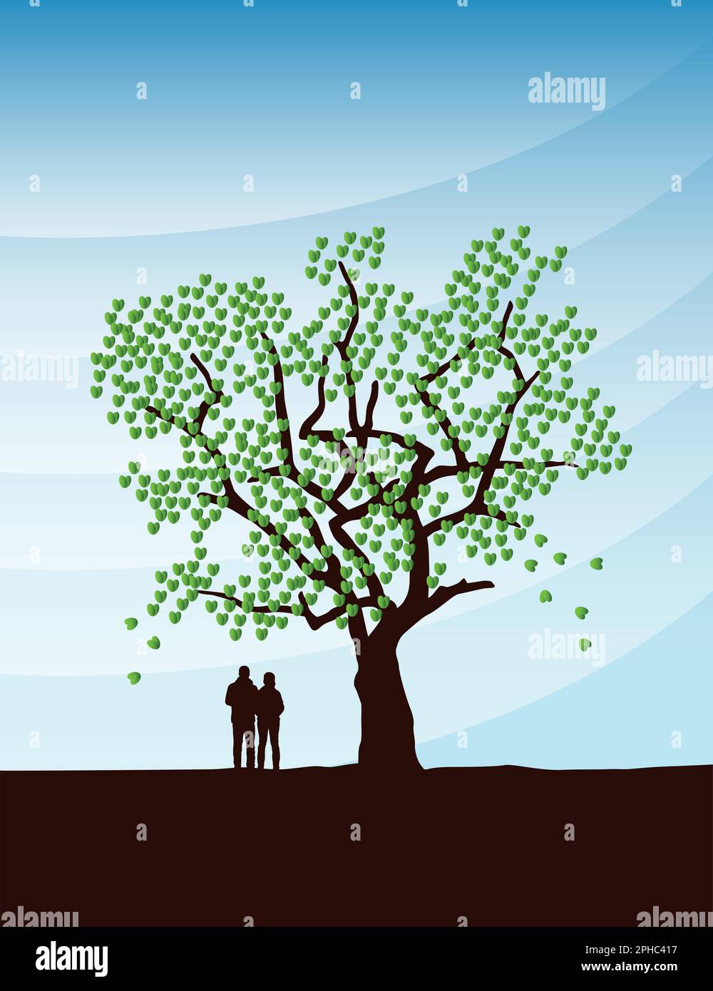 Illustration man woman under tree hi-res stock photography and images ...