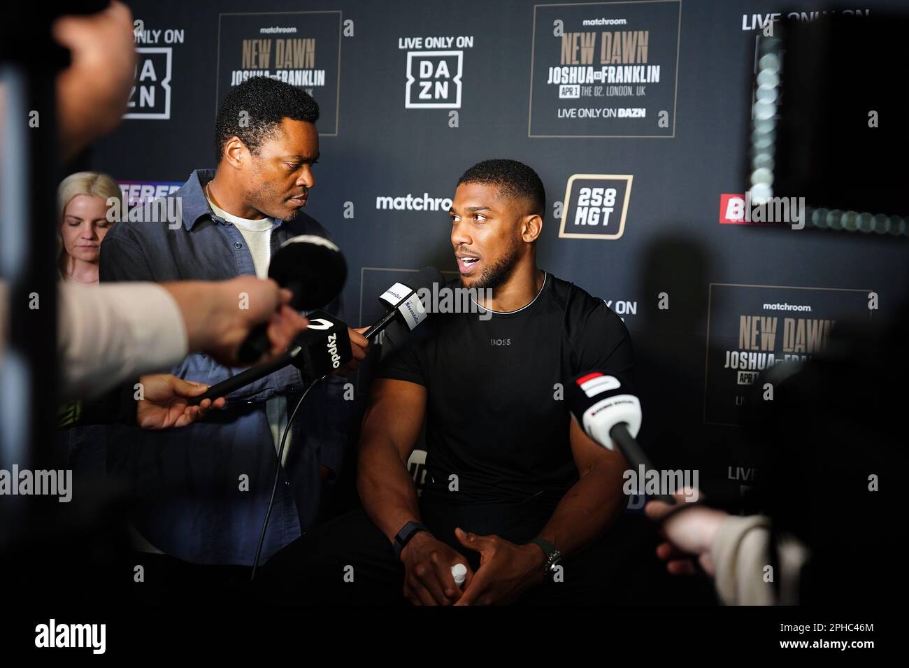 Anthony Joshua arrives for the launch party at Battersea Power Station ...