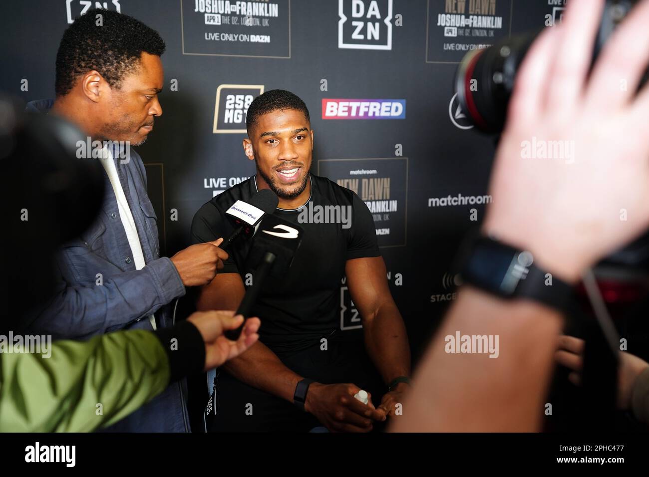 Anthony Joshua arrives for the launch party at Battersea Power Station ...