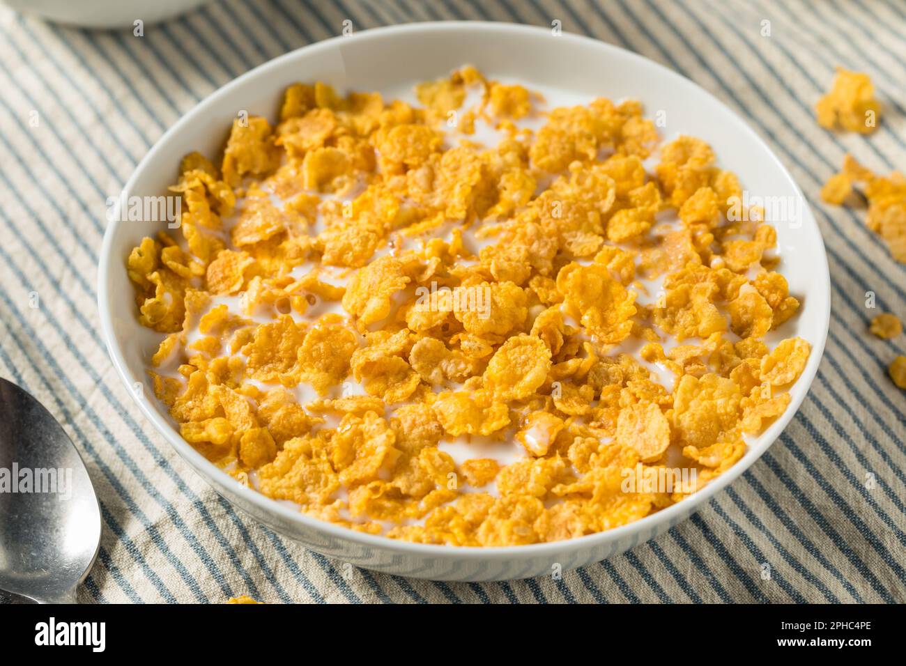 Homemade Healthy Corn Flakes Cereal with Whole Milk Stock Photo - Alamy