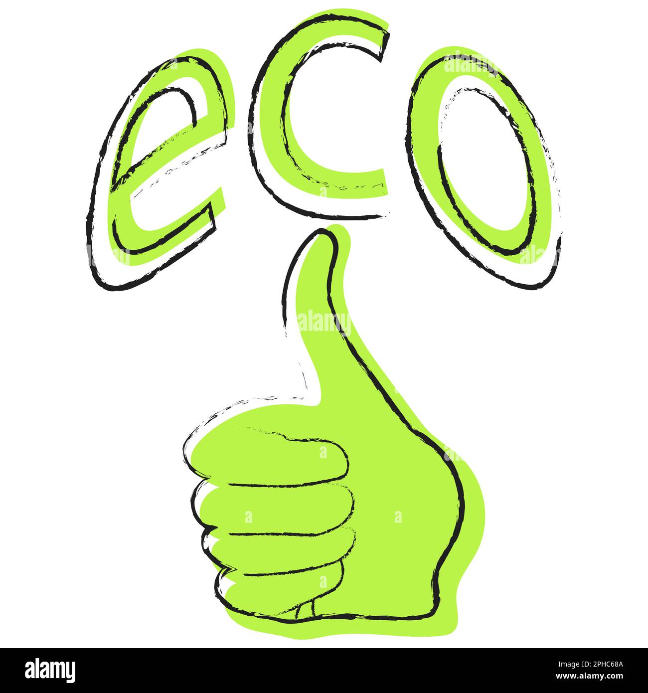 Hand with thumb up and inscription eco. Symbol, icon of ecology ...